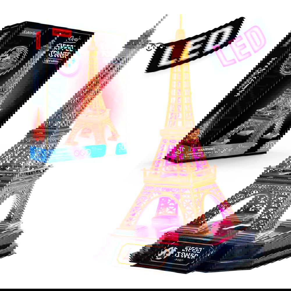 CUBICFUN LED TORRE EIFFEL NIGHT EDITION PUZZLE 3D (51 PIEZAS) – IRION Juguetería