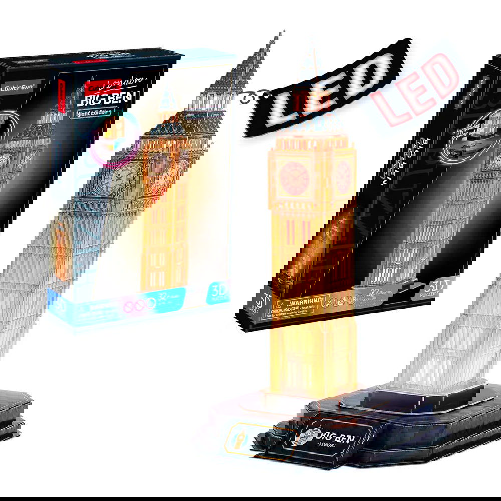 CUBICFUN LED BIG BEN NIGHT EDITION PUZZLE 3D (32 PIEZAS) – IRION Juguetería